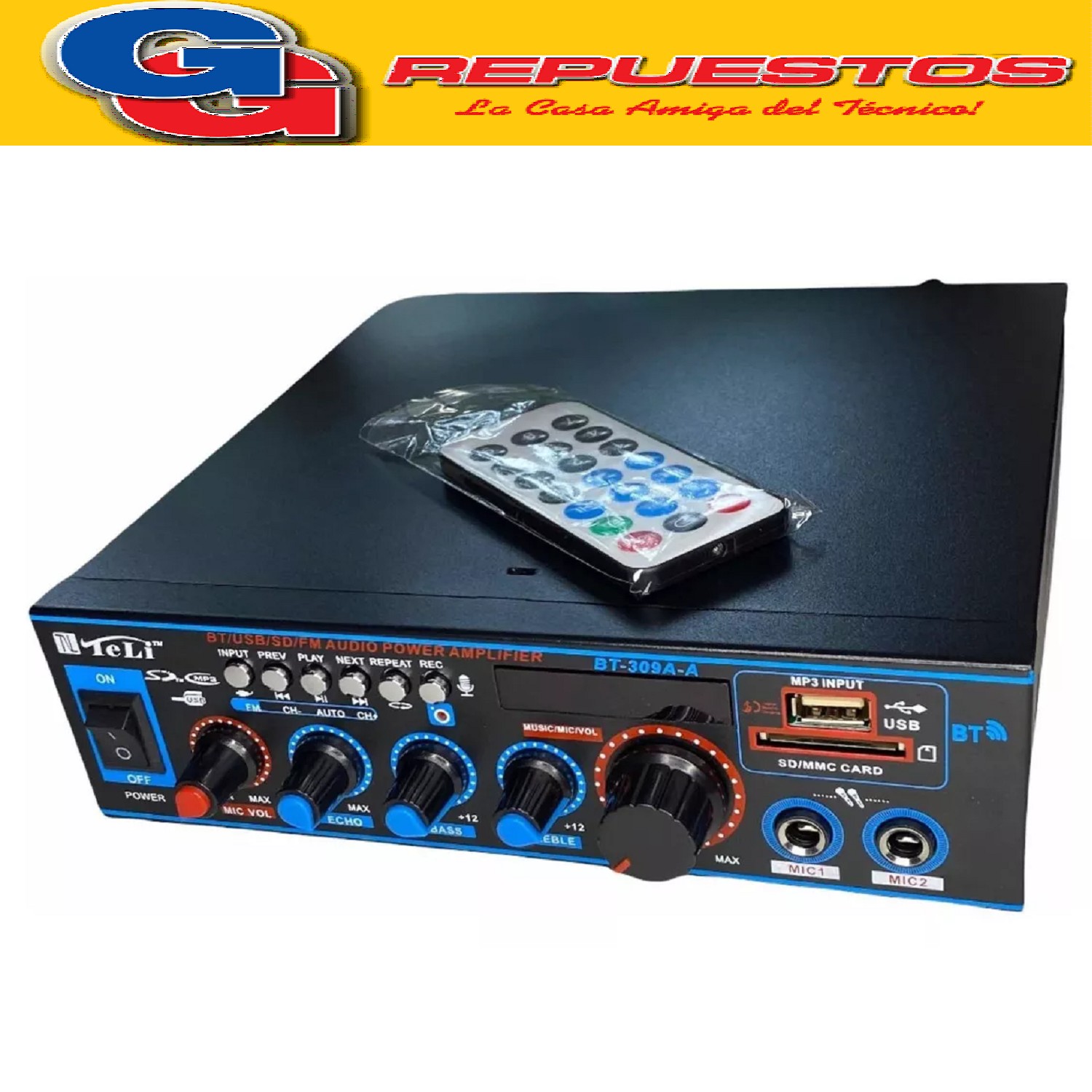 AMPLIFICADOR DE AUDIO POTENCIA BT309A BLUETOOTH Model: BT-30 9A Input ...